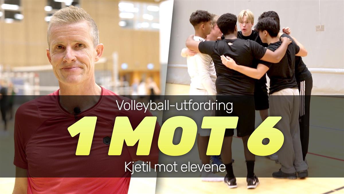 Volleyball-utfordring: 1 lærer mot 6 elever - Tangen videregående skole
